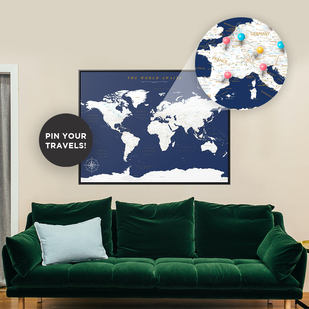 Nautical Push Pin Map – Journo Travel Goods