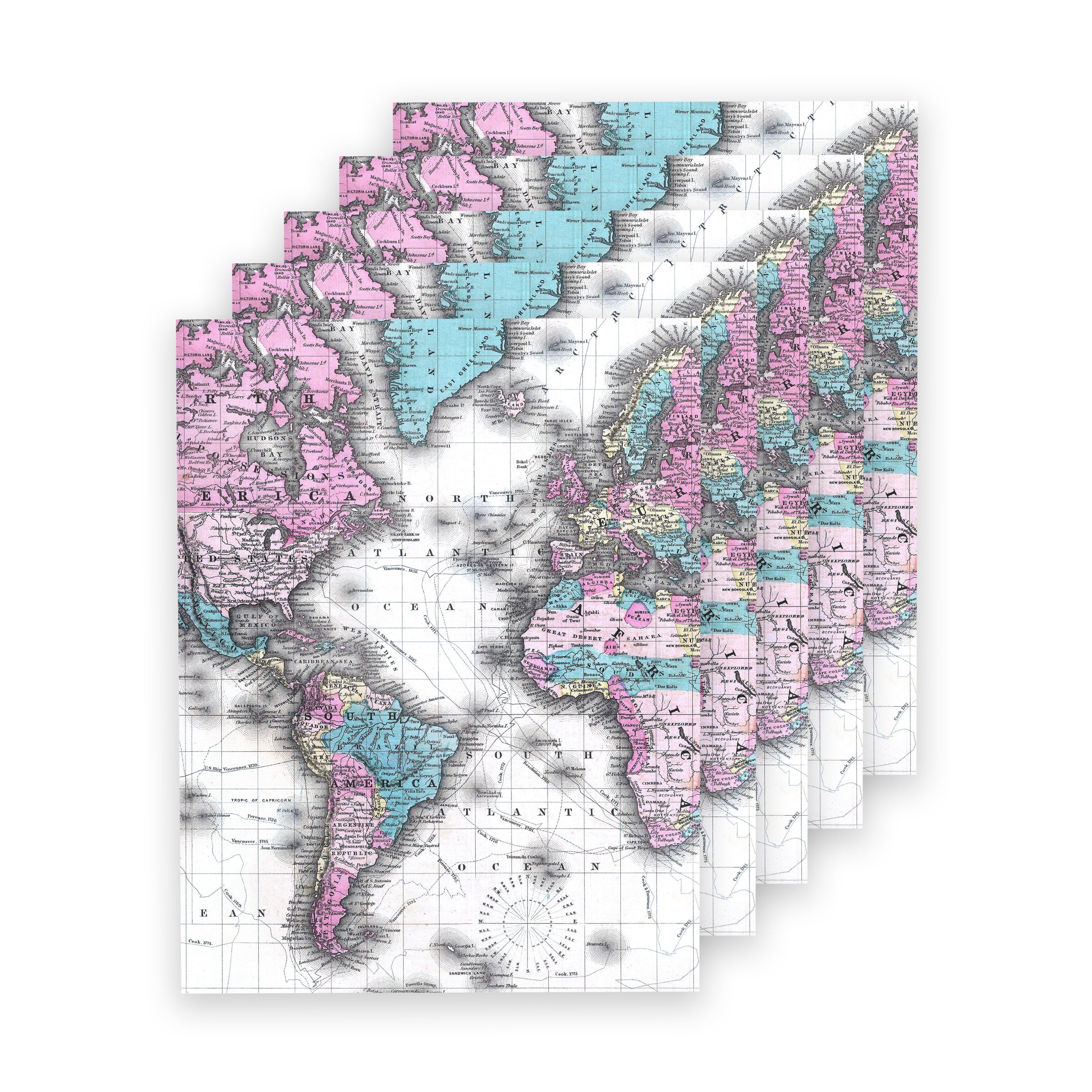 Vintage Map of the World Wrapping Paper - Spectacular Colton 1855 Edit ...